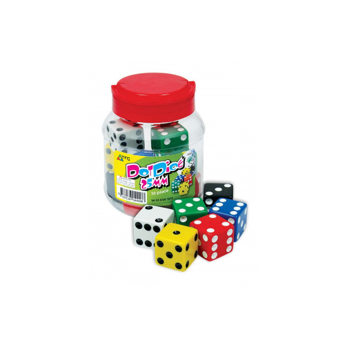 Singular 25mm Six Sided Opaque Dot Dice (1-6)